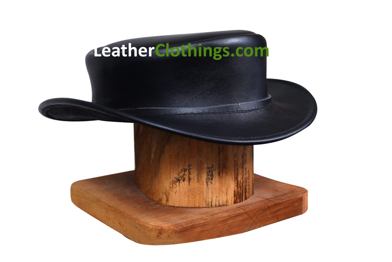 El Dorado Black Leather Short Top Hat – Unbanded Leather Hat