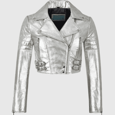 Women Metallic Silver Leather Jacket | WMJ5